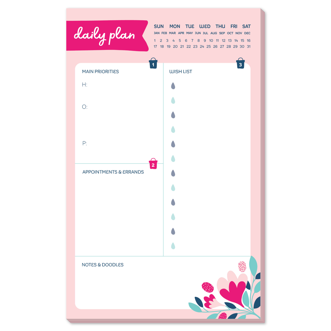 Daily Plan Notepad – Get Organized HQ
