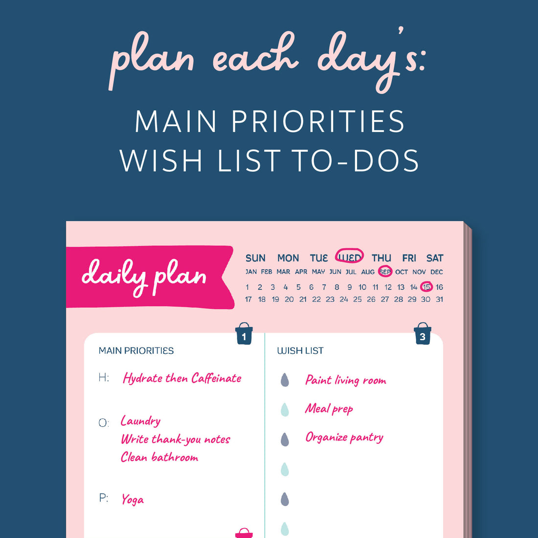 Daily Plan Notepad – Get Organized HQ